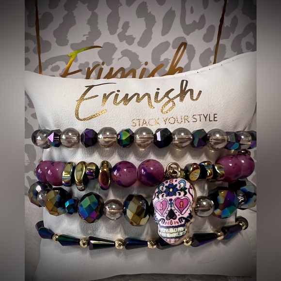 Erimish | Jewelry | New Erimish Bracelets 4 Pc Stack Iridescent Purple ...